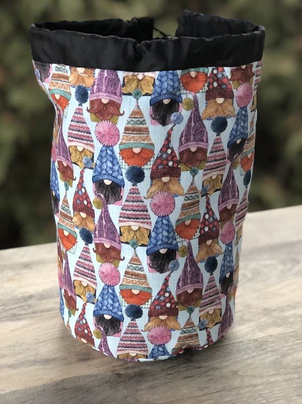 Gnomes Round Drawstring Bag for knitting or game tiles like Mahjong ...