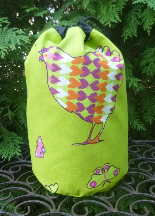 Chickens Round Drawstring Bag for knitting or game tiles like Mahjong ...